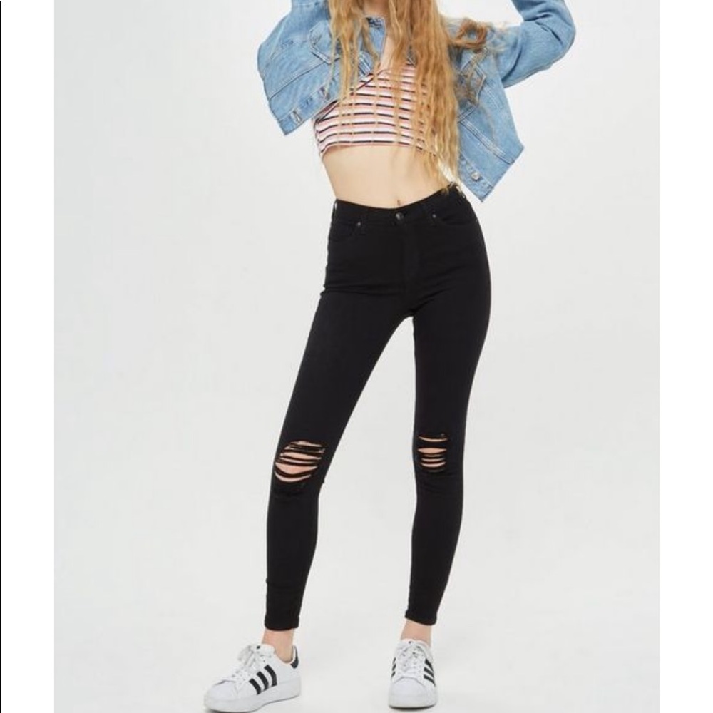 Topshop Jamie Ripped Black Jean - Gem